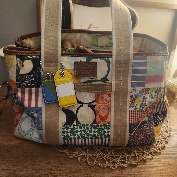 Bags | Coach Hamptons Weekend Patchwork Tote Style 1444 Multicolor ...